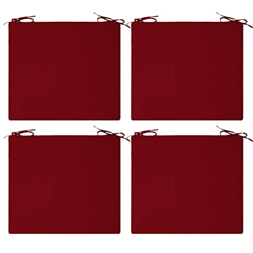 Cozyide Outdoor Chair Cushions, Waterproof Patio Seat Cushions with Adjustable Straps, Square Corner Patio Chair Cushions for Garden, Burgundy, 18.5x16x3 Inch (Pack of 4)