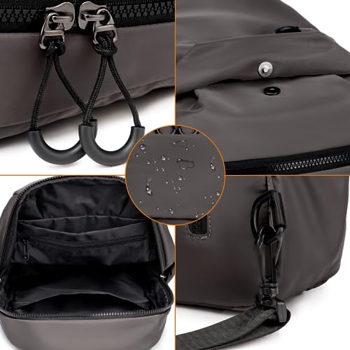 CANTLOR Men Small Sling Bag Crossbody Backpack Travel Daypacks Chest Pack Lightweight Outdoor Shoulder Bag One Strap (991801-Card grey)