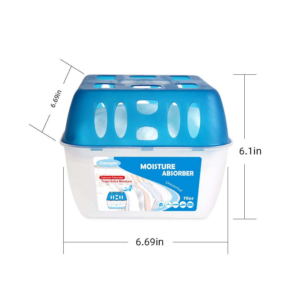 CANAGER Fragrance Free Moisture Absorber Box - 3 Packs, 16 oz Reusable Dehumidifier for Closets, Bedrooms, Bathrooms with Large Capacity.