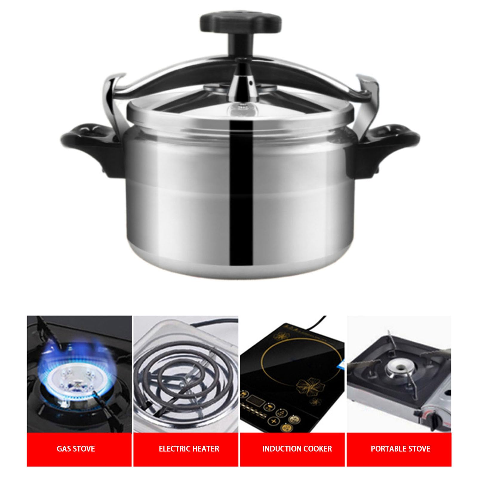 Aluminum Pressure Cooker, 3L/4L/5L Large Capacity Pressure Cooker for Gas Stove Induction Cooker, Explosion Proof Pressure Canner with Easy Lock Lid, Fast Cooking Cookware (3L-18CM Bottom)