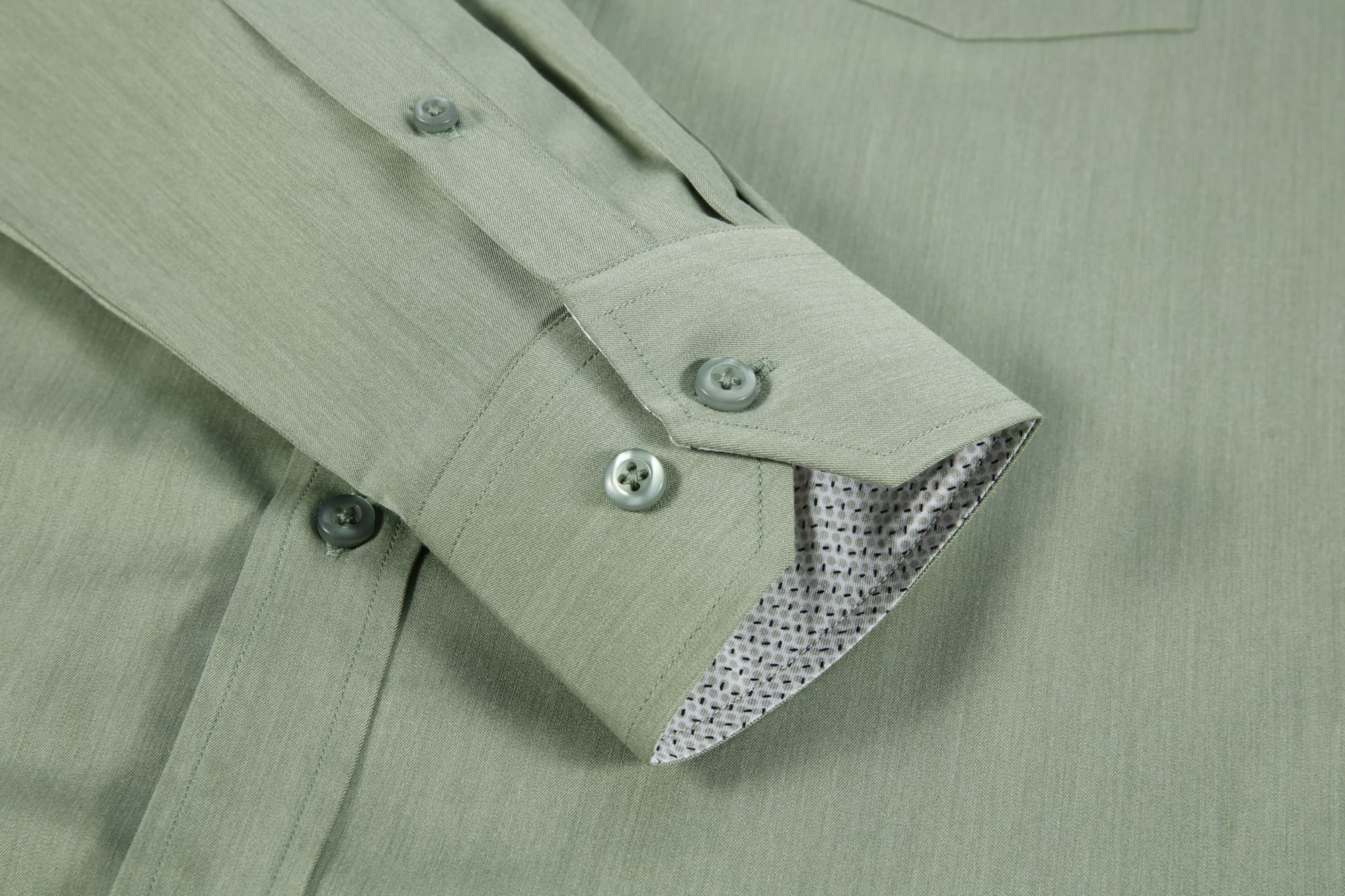 Alex Vando Mens Dress Shirts Wrinkle Free Regular Fit Stretch Rayon Button Down Shirt,Olivine,XL