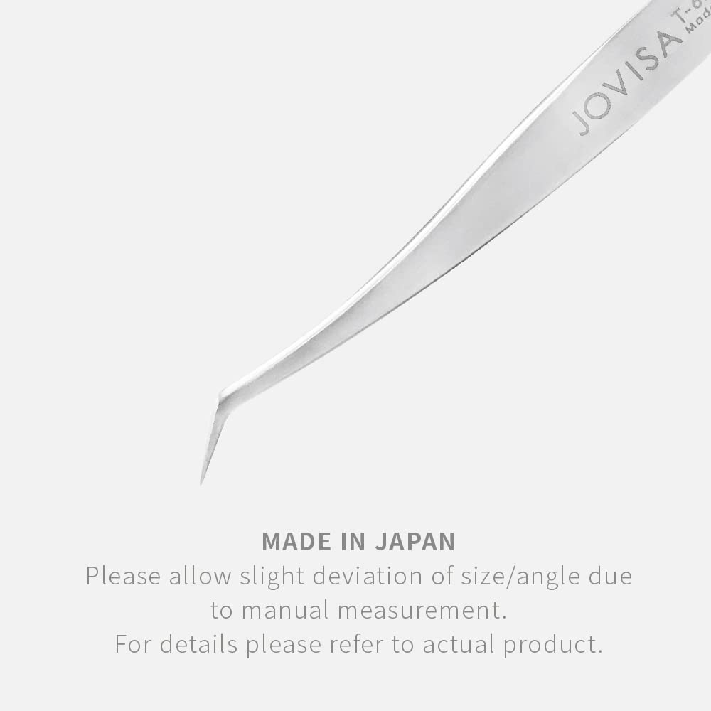 JOVISA T-6Ds Tweezer Made In Japan Eyelash Extension Tweezers for Mega Volume And 3D 6D Mink Eyelash, SUS 304 Stainless Steel Straight Angled Tip False Eyelash Extension Supplies