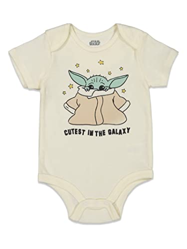 STAR WARS Yoda R2-D2 Chewbacca Newborn Baby Boys 3 Pack Bodysuits White/Gray/Yellow 3-6 Months