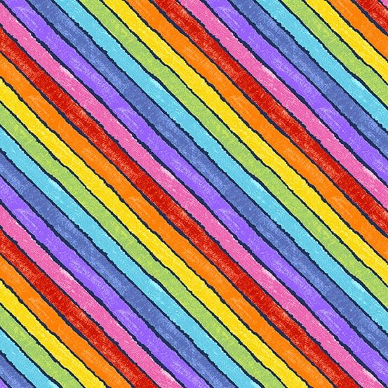 Andover The Very Hungry Caterpillar by Eric Carle 9831 B Rainbow Diagonal Stripe Fabric