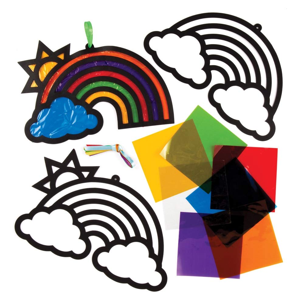 Baker Ross Rainbow Stained Glass Decorations (Pack of 6) AW409 for Kids to Assemble and Display