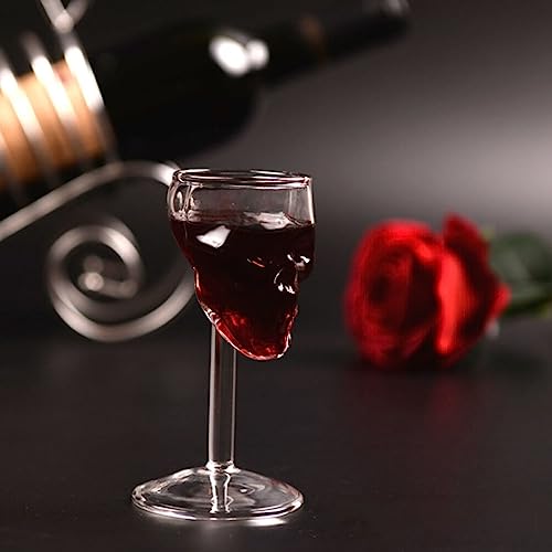 Abaodam Halloween Skull Glasses Goblets Skull Shaped Wine Cups Set of Two Borosilicate Glasses for Halloween Party Accessories Halloween Skull Drinking Glasses