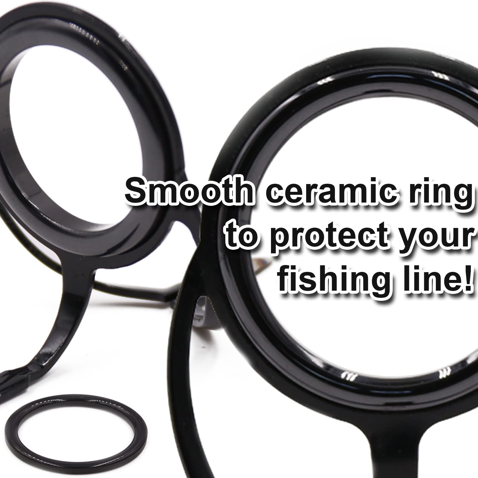 9KM DWLIFE Fishing Rod Tip Guide Repair Kit Pole Replacement Stainless Steel Ceramic Ring Saltwater Freshwater Mixed Size in a Box(Small - 50pcs)