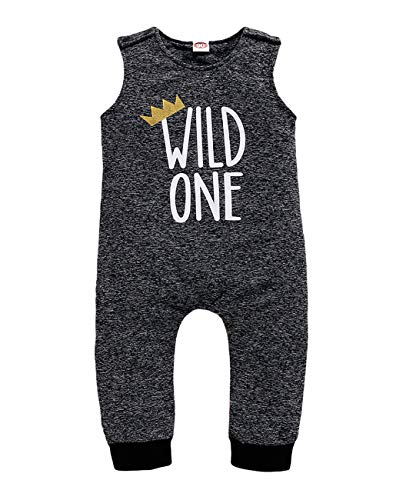 Viworld Wild One Romper Baby Boy 1st Birthday Button Solid Bodysuit One Piece Jumpsuit Outfits Clothes (Autumn & Winter Style, 12-18 Months)