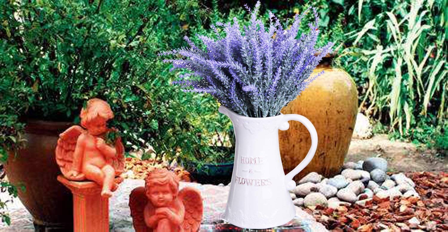 Artificial Lavender Bouquet Plastic Flocked Flowers Layout DIY Bridal Bouquet Home Garden Mall Christmas Holiday Decora-5PCS Purple