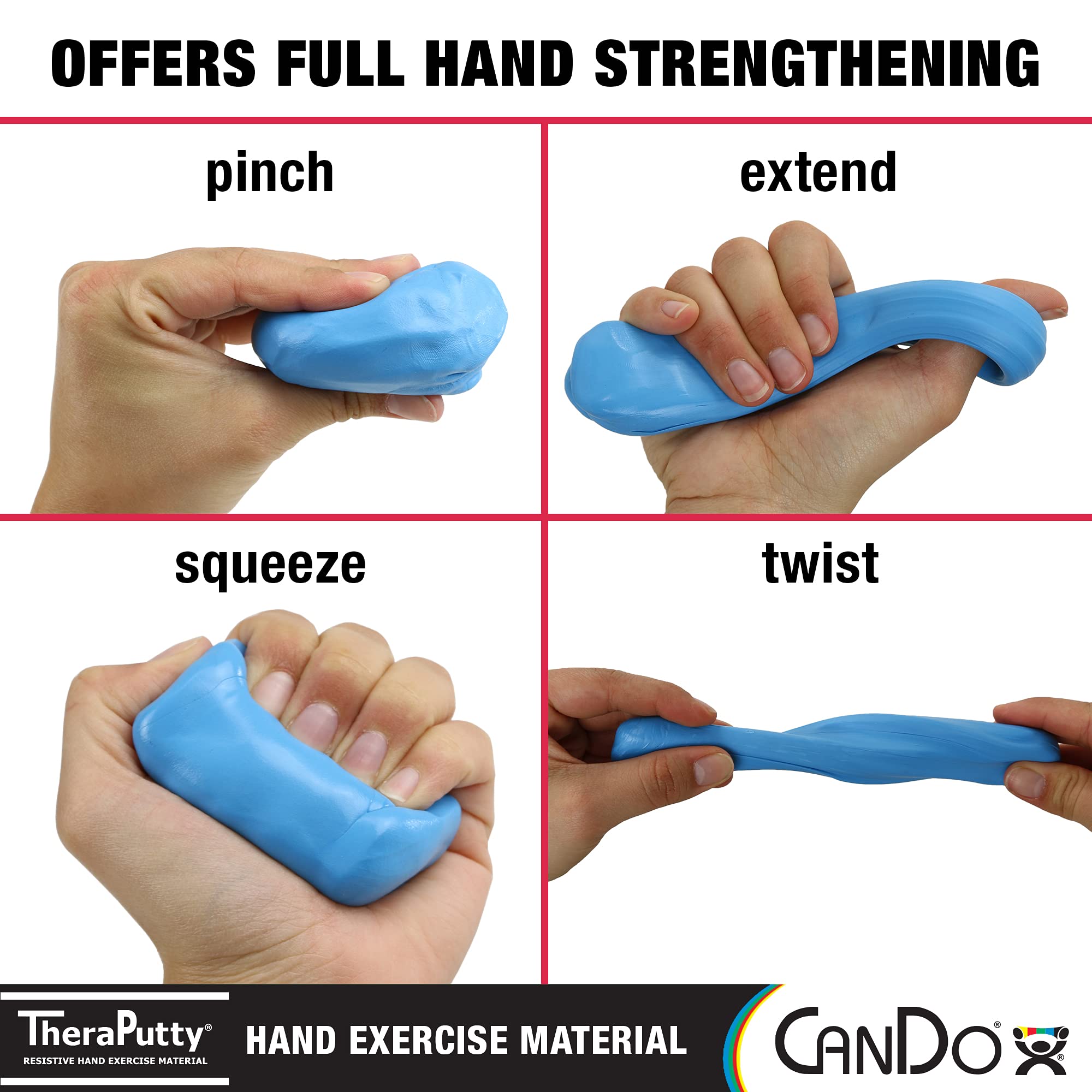 CanDo TheraPutty Standard Hand Exercise Putty For Rehabilitation, Exercises, Hand Therapy, Occupational Therapy, Hand Strengthening, Improve Motor Skills, Stress Relief