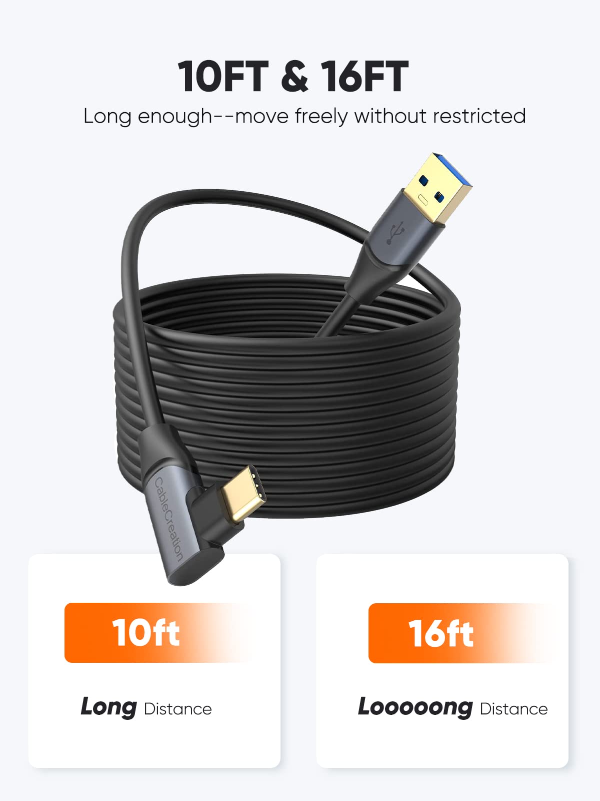 CableCreation 16FT Link Cable Compatible with Meta Quest Pro/Quest3/Quest2/Pico4, USB to USB C 3.1 Cable 5Gbps Highly Speed VR Headsets Accessories Gaming PC Link Cable 5 Meters