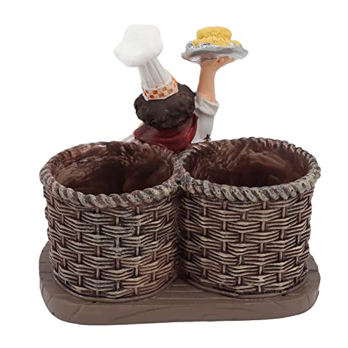 BORDSTRACT Chef Stature Holder, Salt and Pepper Shaker Sets, Chef Statue Bottle Holder Decoration, Spice Storage Box for Kitchen