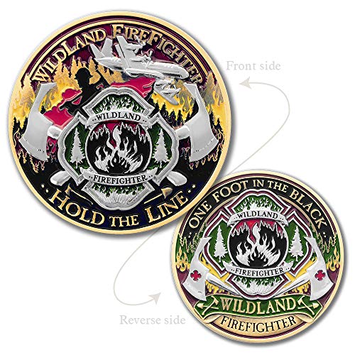 Armor Coin Wildland Firefighter Challenge Coins with Deluxe Display Tin Box Plus Bonus polishing Cloth - 2 Medallion Set