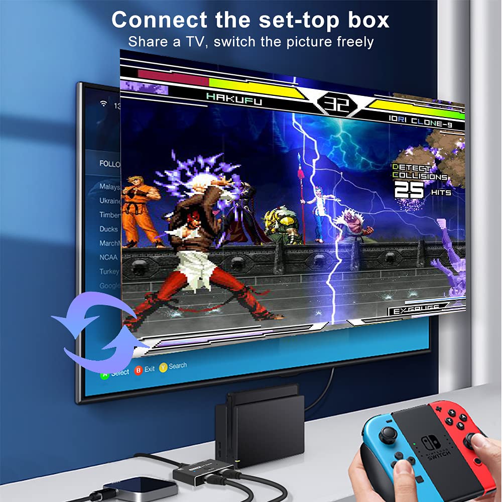 CABLEDECONN HDMI 2.1 Ultra 8K HD Bi-Directional Mini Switch 8K@60Hz 4K@120Hz HDR 1in 2out 2in 1out High Speed 48Gbps Splitter(Singal Display) Converter Compatible with Xbox X PS5 Aluminum Shell