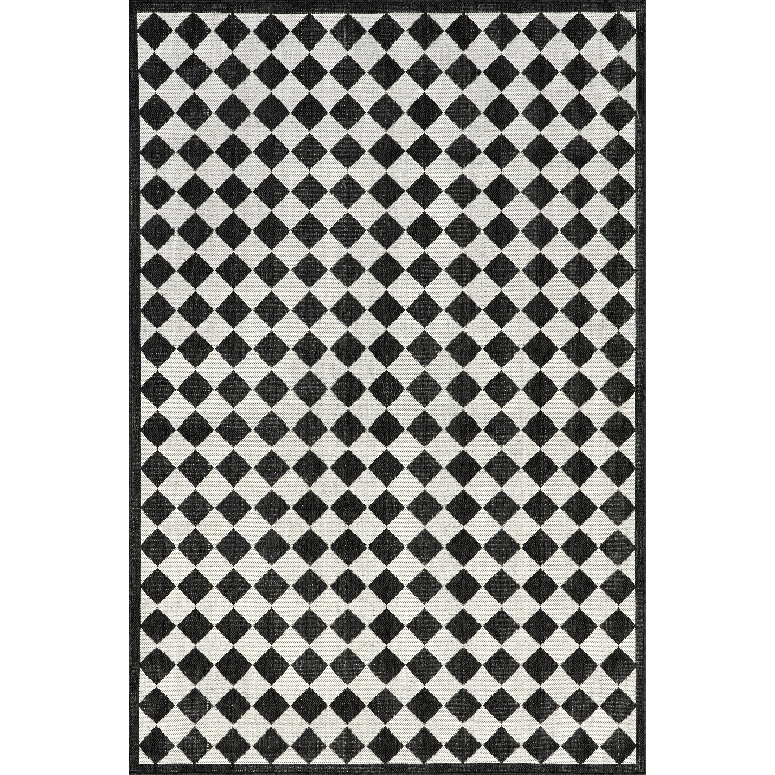 nuLOOM Myka Checkered Indoor/Outdoor Area Rug, 4' x 6', Black and White
