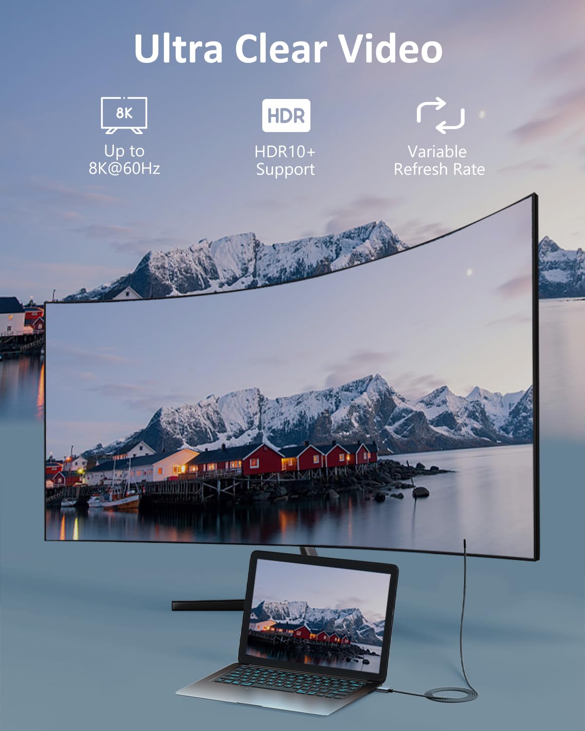 AGFINEST 8K DisplayPort to HDMI Cable[8K@60Hz,4K@120Hz,2K@165Hz], 10FT Unidirectional DP 1.4 to HDMI 2.1 Video Cable, Support HDR/HDCP 2.3/DSC 1.2 for PC, HP, DELL, AMD NVIDIA Graphics Card and More