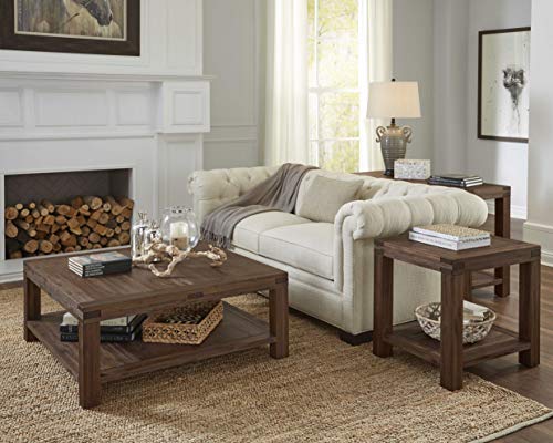 Benzara BM187681 Acacia Wood Coffee Table with Exposed Mortise and Tenon Corner Joints, Brown