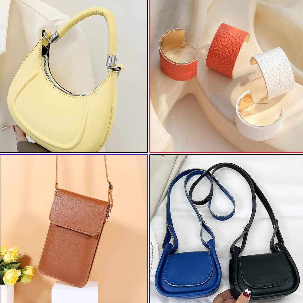 Solid Color Yellow Faux Leather Roll 10"X53"(25cmX135cm),Smooth Faux Leather Material for Making Crafting,Making Handicrafts,Leather Earrings, Bows, DIY Sewing (Yellow)
