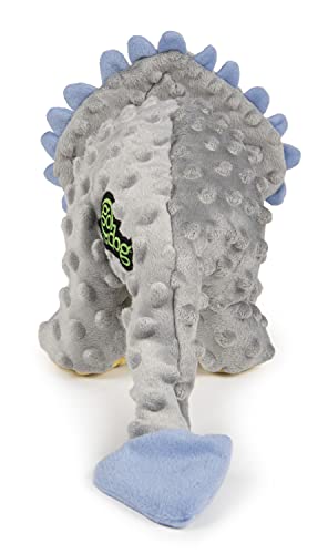goDog Dinos Frills Squeaky Plush Dog Toy, Chew Guard Technology - Gray, Large