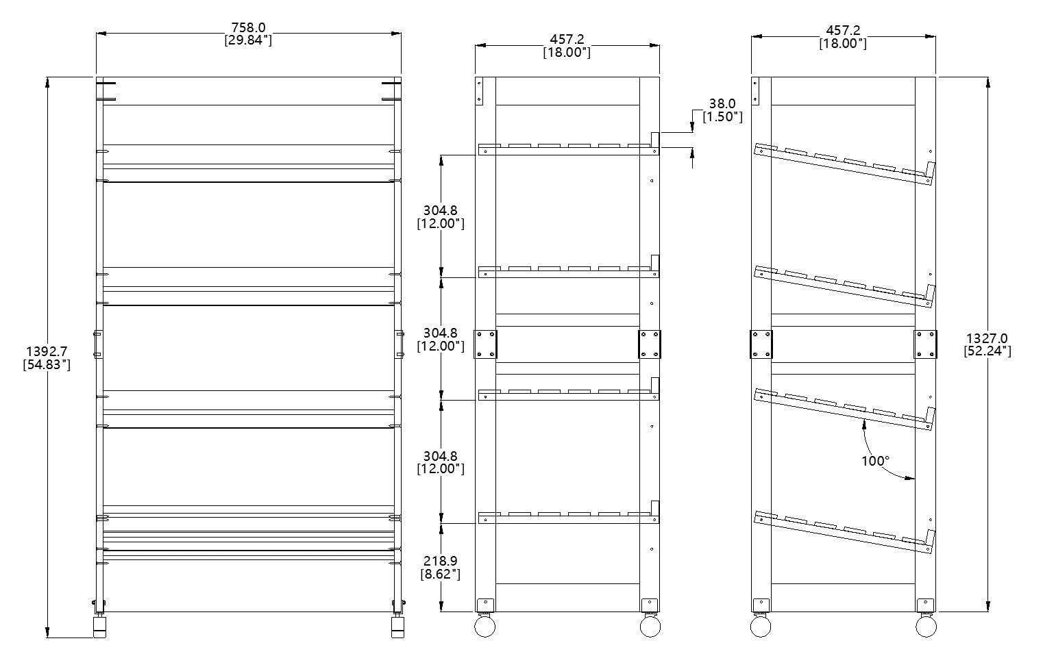 FixtureDisplays® 4-Tier Bakery Bread Rack with Angled Shelves Wooden Display Rack Bread Store Rack 30X18X55" 101143