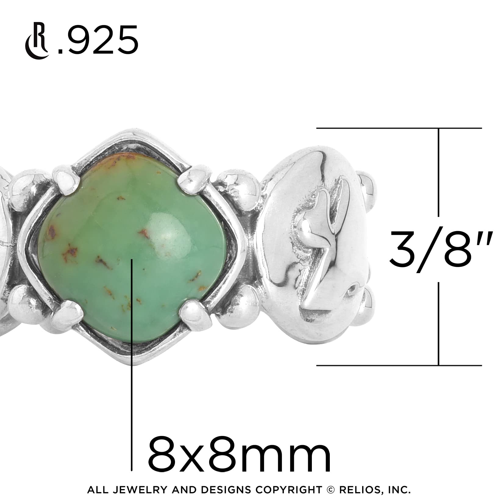 American West Sterling Silver Women's Ring Green Turquoise Gemstone Petroglyph Jody Naranjo Design Size 6