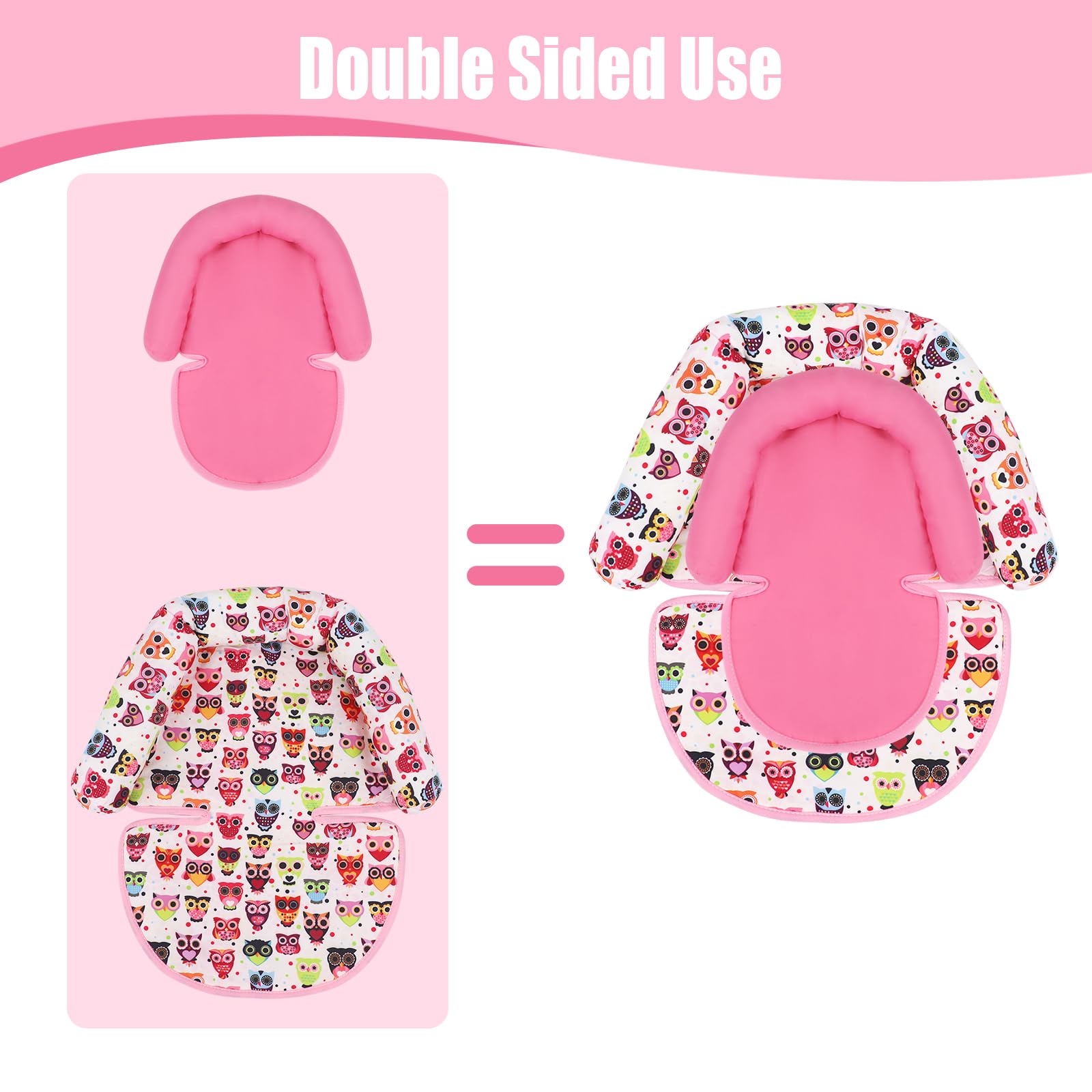 KAKIBLIN Toddler Head Support for Car Seat, Infant Car Seat Insert, Baby Soft Neck and Body Support Pillow for Carseat, Pink
