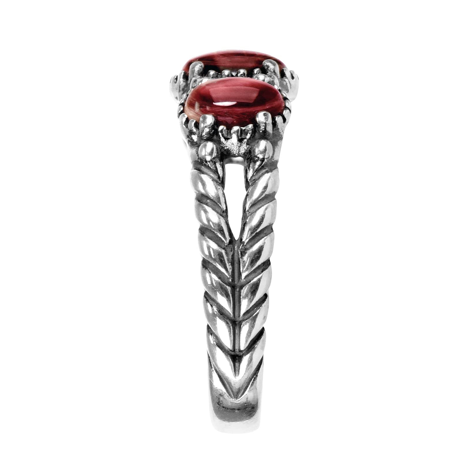 American West Sterling Silver Women's Ring Purple Spiny Gemstone 3-Stone Design Size 8