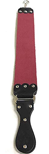G.B.S Ultra Wide Straight Razor Strop Handmade Barber Leather Razor Strop for Sharpening Razor, Knives Dual Sharpening Strap Black and Maroon with Fine Edges blades 3" x 26" for Men