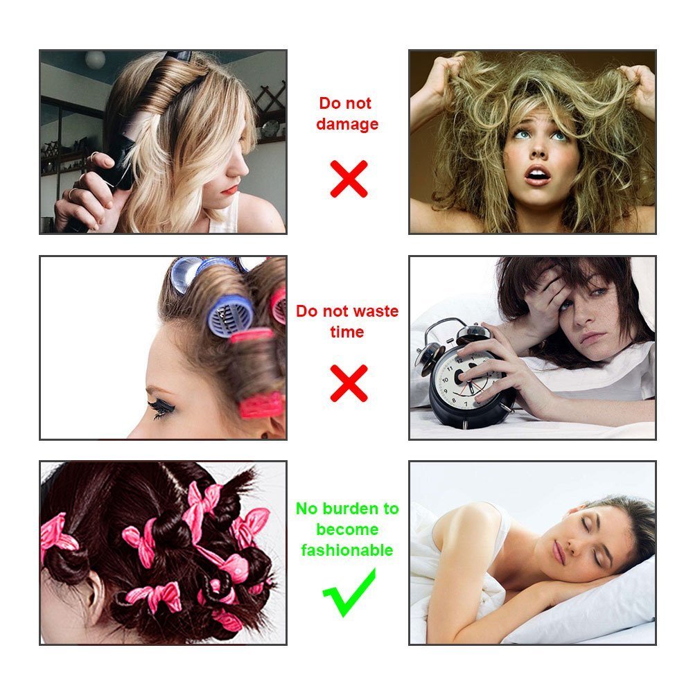 Foam Hair Curlers, Pillow Cloth Hair Rollers,No Heat Sleeping Soft Sponge Rollers for Long, Short, Thick & Thin Hair Spiral Curls Hair Styling Rollers (Blue)