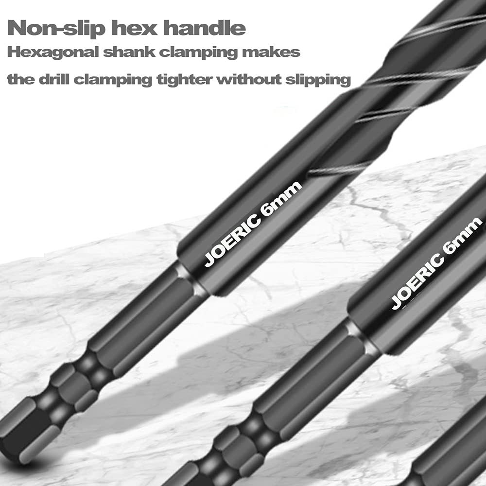 6PCS Ceramic Tile Drill Bits, JOERIC Masonry Drill Bits Set for Glass, Brick, Tile, Concrete, Plastic and Wood Tungsten Carbide Tip for Wall Mirror and Ceramic Tile with Size (5mm ~12mm).
