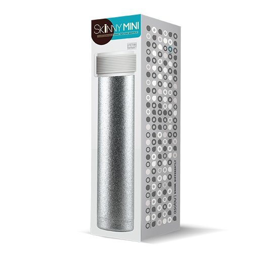 Asobu Skinny Glitter Fashon Forward Double Walled Stainless Steel Insulated Water Bottle Bpa Free