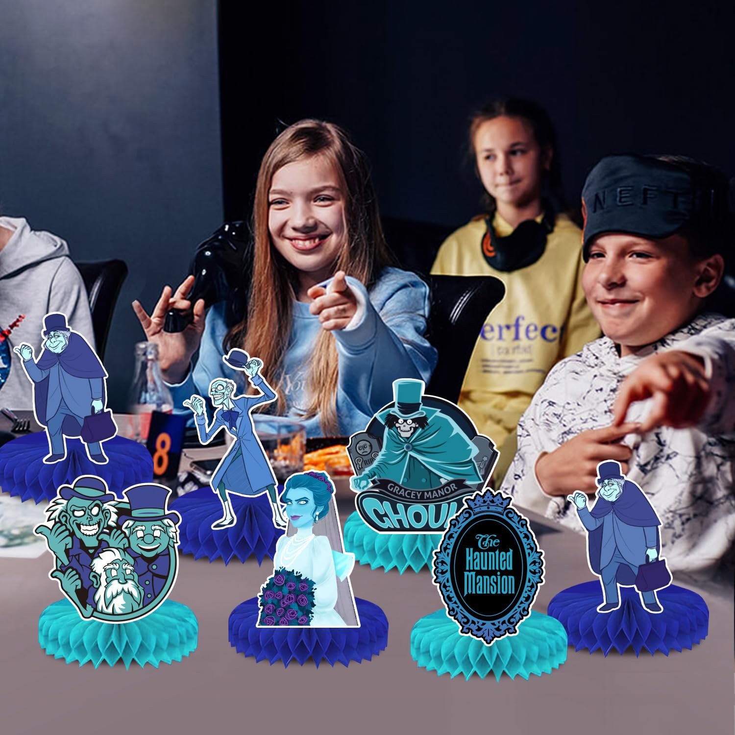 8pcs Birthday Party Decorations Table Centerpiece, Halloween Party Decorations Blue Green Ghost Halloween Honeycomb Centerpieces for Halloween Party