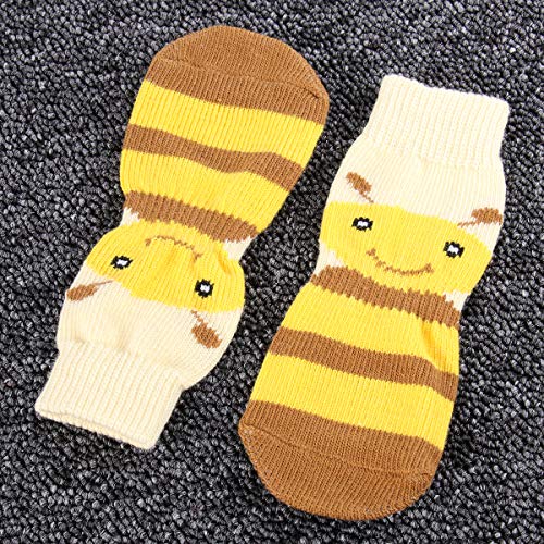 Baluue 4pcs Warm Knitted Socks Anti- Slip Bee Socks Adorable Stockings Pet Supplies (Yellow, Size 5XL) Pet Supply