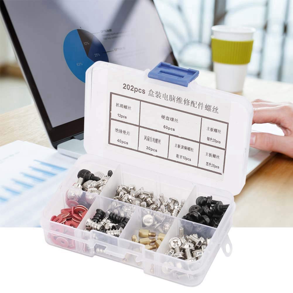Ochoos 202Pcs Motherboard Hard Disk Screws PC Assortment Kit Computer Repairing Accessories Computer Set Accessories