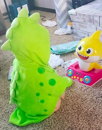 Maleroads Soft Cotton Baby Bath Towel Beach Towel Bathrobe for Kids 0-4 Years (Green Dinosaur, 21.545inch)