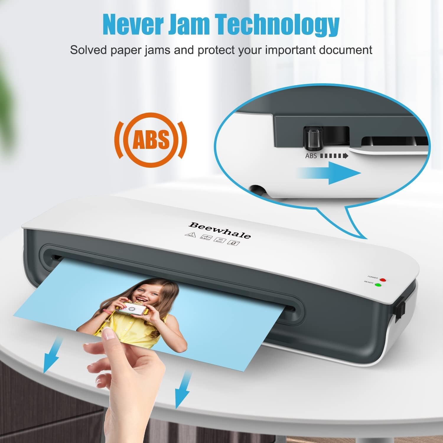 Anti Jam Laminator,9-Inch Cold & Thermal Laminator Machine, Beewhale 4-in-1 Laminator Machine with Laminating Sheets 15 Pouches,A4 PRO Personal Laminator for Teacher,Home,Office