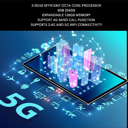 Acogedor 2 in 1 Tablet with Keyboard, 10inch Android Tablet Support 4G LTE Cellular, MT6755 8 Core CPU, 2.4G 5G WiFi Tablet PC, 8+256GB, Bluetooth, 8MP+16MP (US Plug)