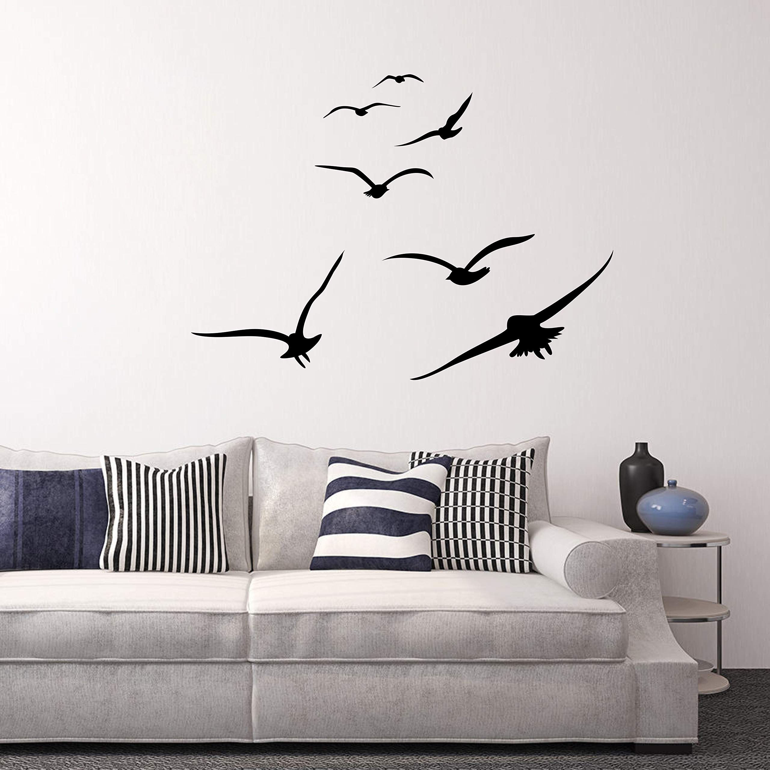 Flying Birds Wall Decals, Birds Vinyl Decals, Dorm Decals, Nursery Wall Decals, Office Decor, Modern Wall Decals for Kids Room Bedroom Living Room, Home Decor Wall Stickers Y20 (Black)