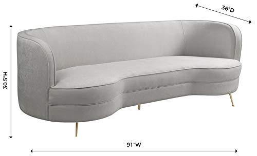 TOV Furniture Flare Modern Glam Curved Living Room Sofa, 91", Cream