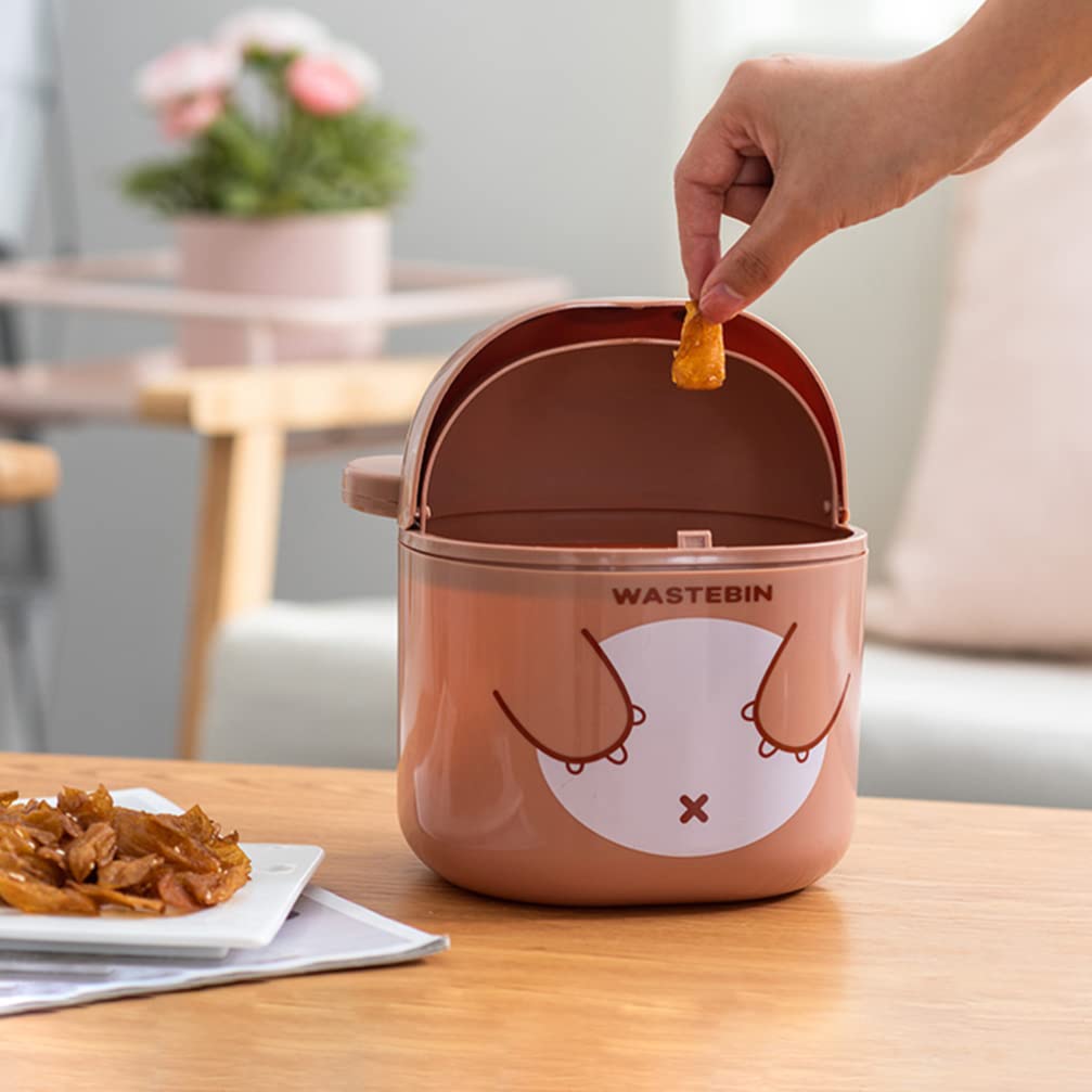 Zerodeko Desktop Trash Can Dorm Trash Can Office Trash Cans for Near Desk Mini Desk Trash Can Plastic Trash Can with Lid Tabletop Trash Can Desk Trash Can Mini Kawaii Trash Can Waste Basket