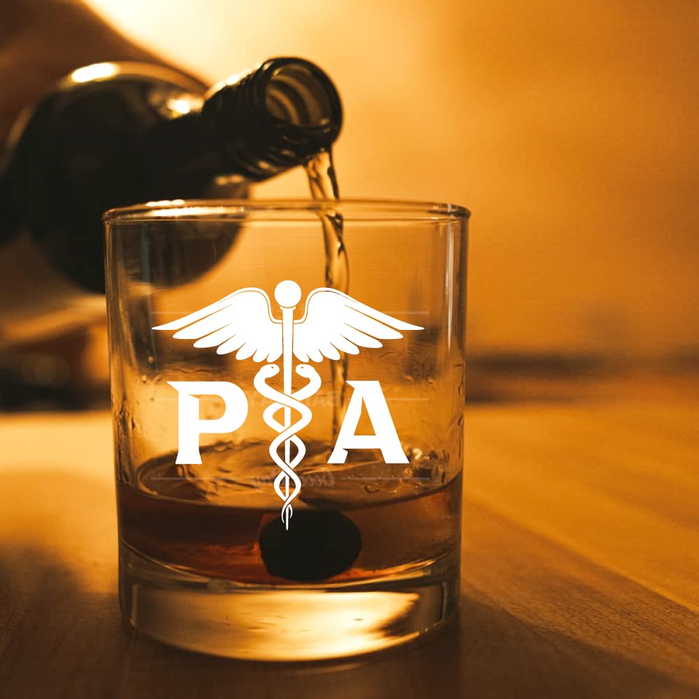 AGMdesign, Funny Double sided Good Day Bad Day Don't Even Ask PA Physician Assistant Whiskey Glasses Gift for Physician Assistant, Graduation Gift