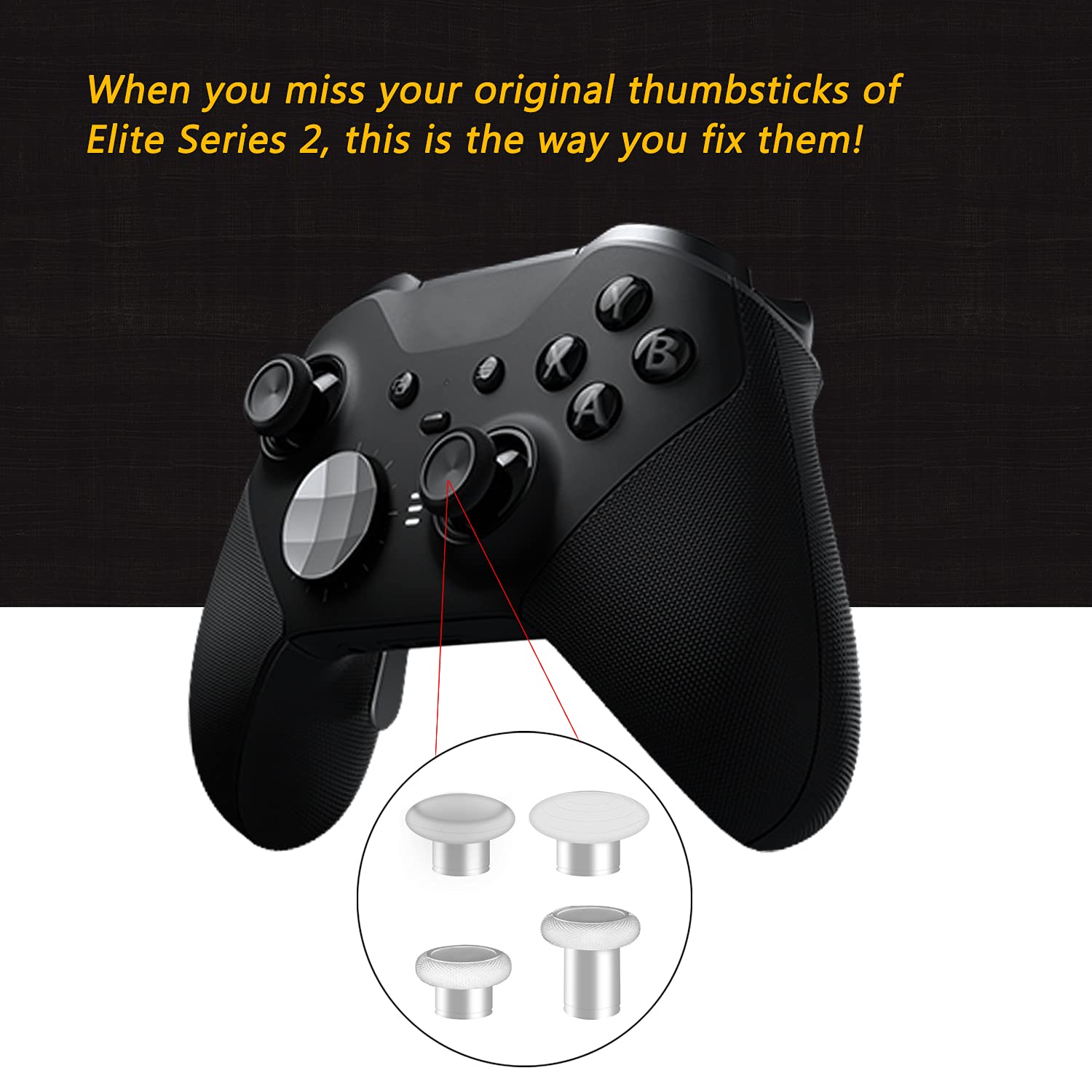 6 in 1 Swap Thumbsticks, Replacement Magnetic Joysticks for Xbox One Elite Series 2 Controller (White)