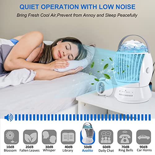 Azoiito Portable Air Conditioner Fan with Remote Control,Personal Evaporative Air Cooler with 3 Wind Speed& 3 Spray Mode,120° Oscillation Cooling Fan with Humidifier for Room,Office,Desk,Bedroom