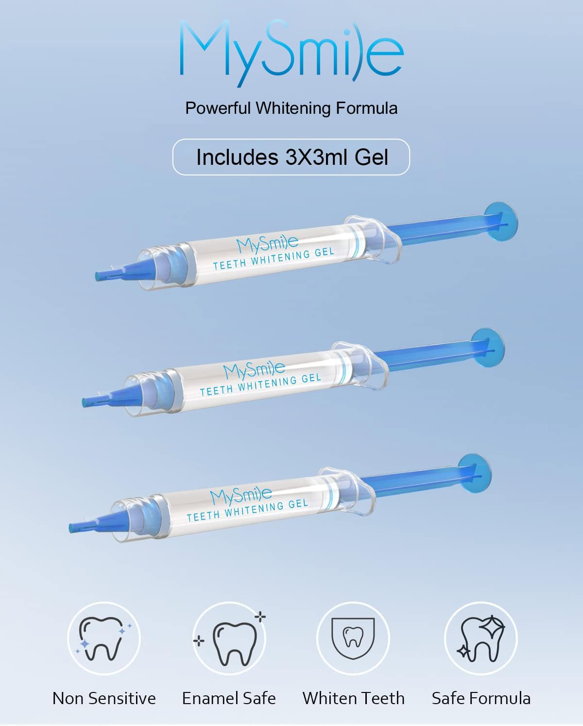 MySmile Teeth Whitening Gel Pen Refill Pack, 3 Non-Sensitive Teeth Whitening Pen, Deluxe Teeth Whitener Dental Grade Tooth Whitening Gel with Carbamide Peroxide for Home, 10 min Fast Result