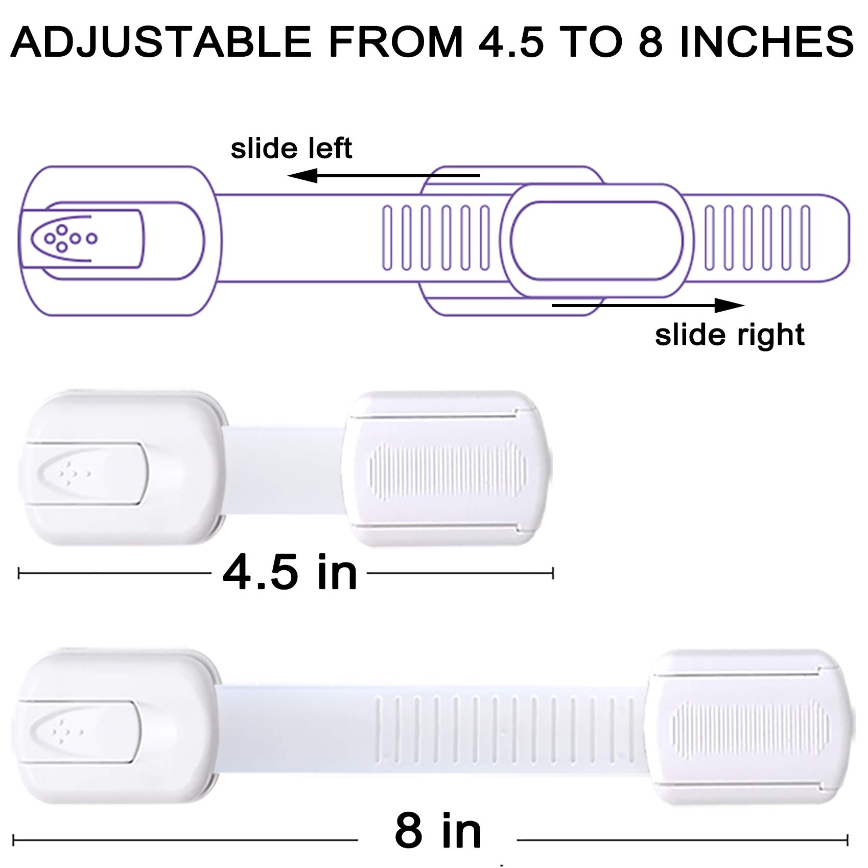 6PCS Premium Child Safety Strap Locks, Drawer Locks Baby Proofing, Refrigerator Lock Child Proof, Cabinet Locks for Babies, Childproof Cabinet Latches for Fridge, Toilet, Adhesive Latch No Drilling