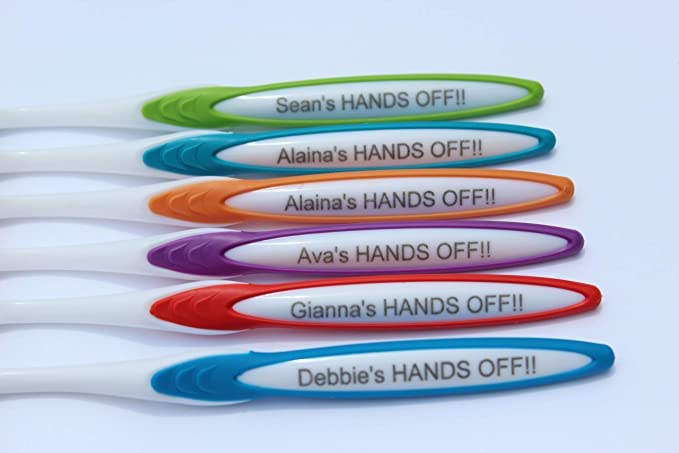 Personalized Gift Personalized TOOTHBRUSHES 4 Pack Manual Toothbrush Adults Your Choice of Color Any Name/Message Engraved