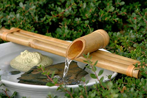 Bamboo Accents Water Fountain & Pump Kit β 18 inch, 3 Arm Style Split-Resistant All Natural Bamboo β DIY Indoor/Outdoor Zen Garden - Fits 15-30 inch Bowl (not Included)