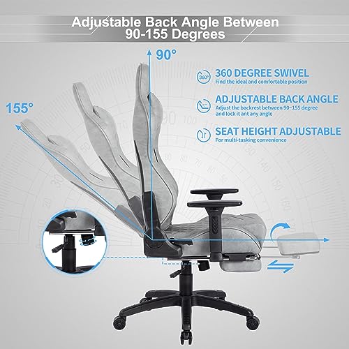 Blue Whale Massage Gaming Chair for Adults and 350LBS Reinforced Base,Thickened Seat Cushion, Adjustable Armrest, Big and Tall Ergonomic Office Computer Chair