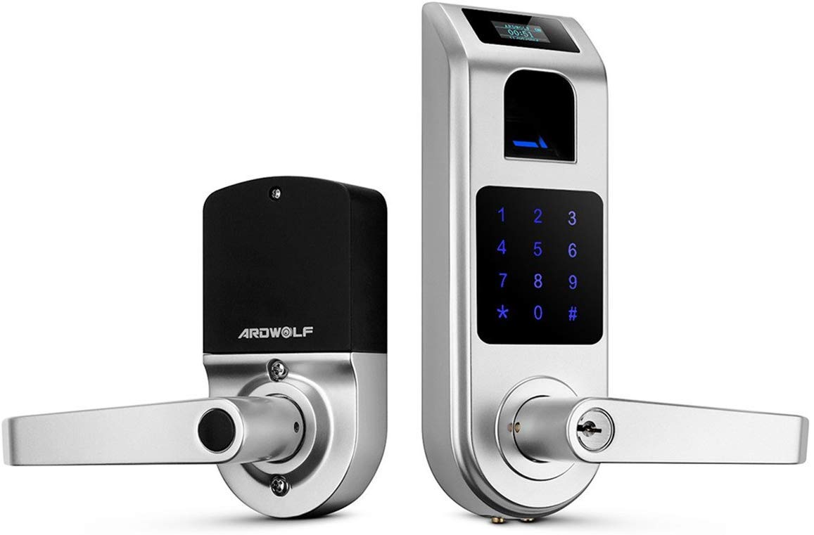 Fingerprint Door Lock, ARDWOLF A10 Keyless Entry Smart Biometric Door Locks with Digital Keypads Electronic Touchscreen and Reversible Handle Backup Keys for Home Office Front Door