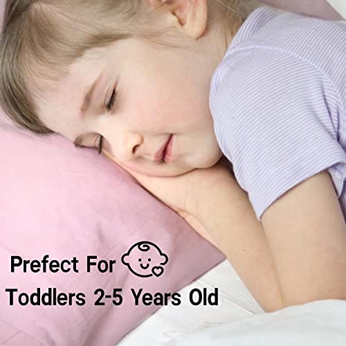Aisawate Toddler Pillow with Pillowcase - 13X18 Soft Organic Cotton Travel Pillows for Sleeping - Machine Washable - Toddlers, Kids, Child - Perfect for Toddler Cot, Bed Set(Pink)
